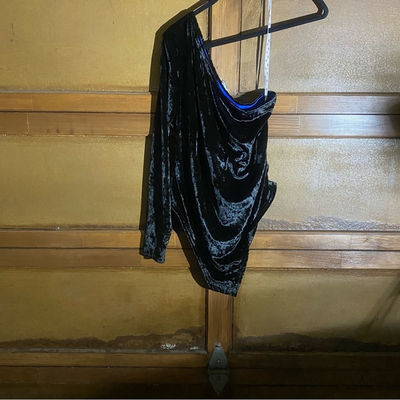 YITTY | Tops | Yitty Black Velvet Asymmetrical Bodysuit | Poshmark